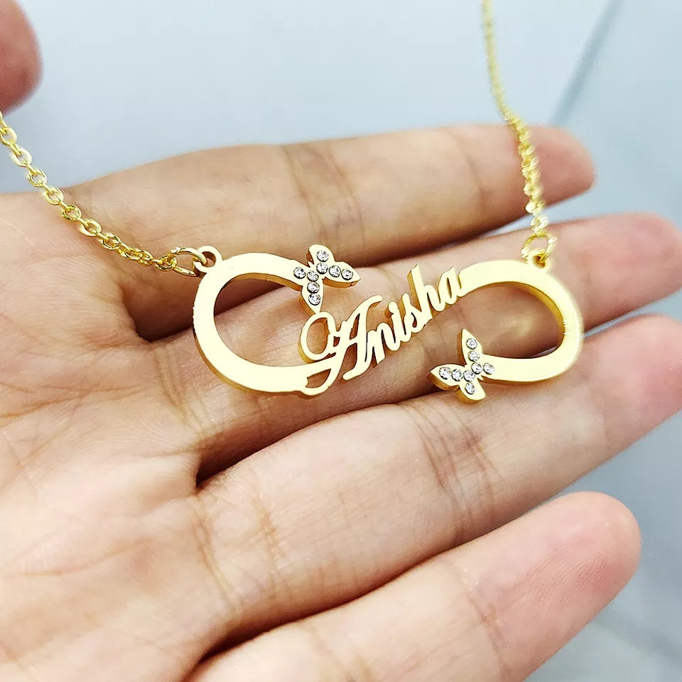 Home › Custom Infinity Name Necklace with Butterfly