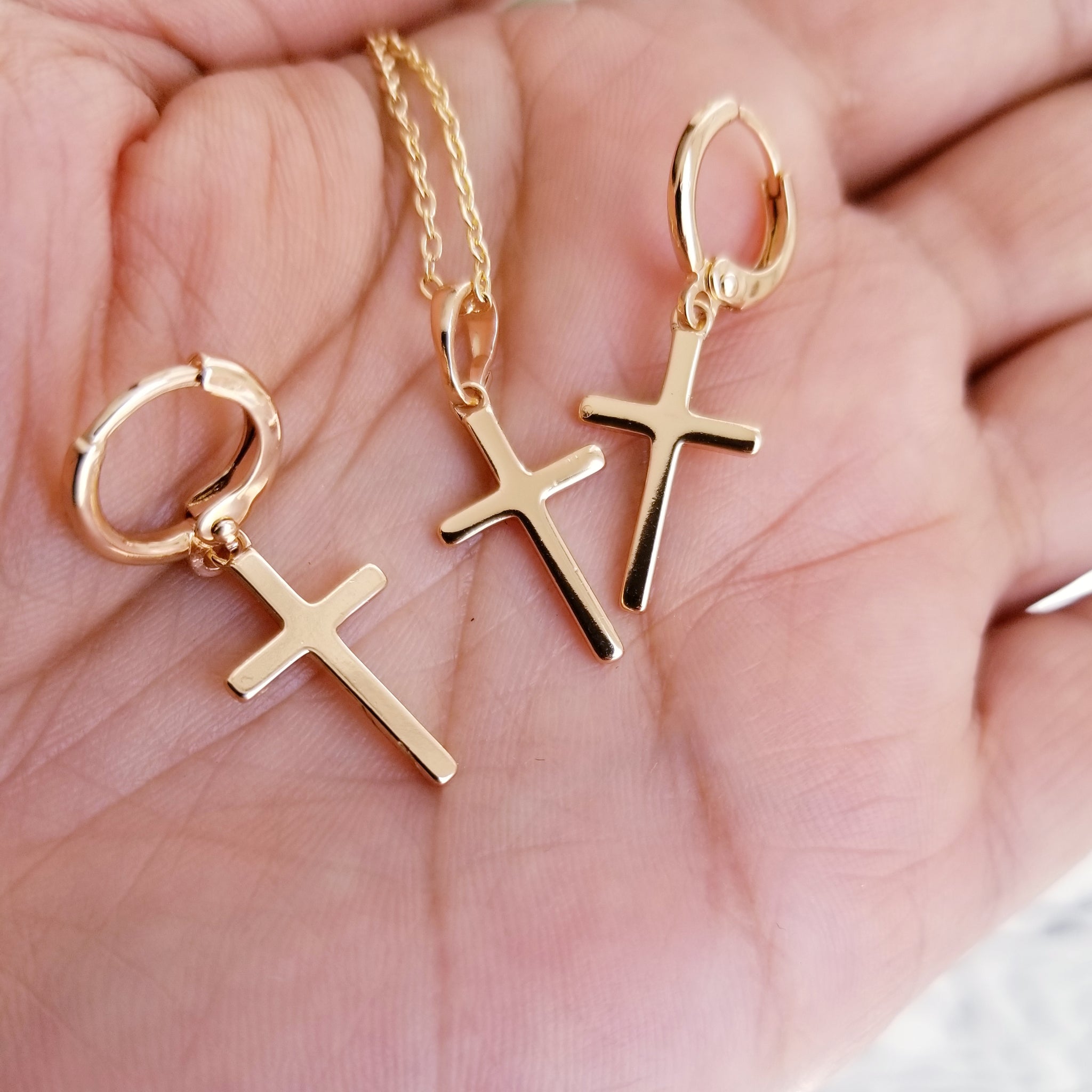 Home › Cross Necklace and Earring Set