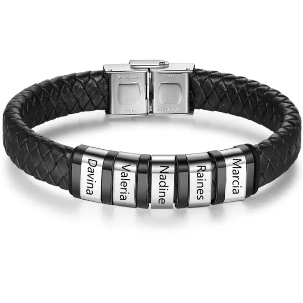 Personalized Name Custom Beaded Bracelet 5 Silver Beads
